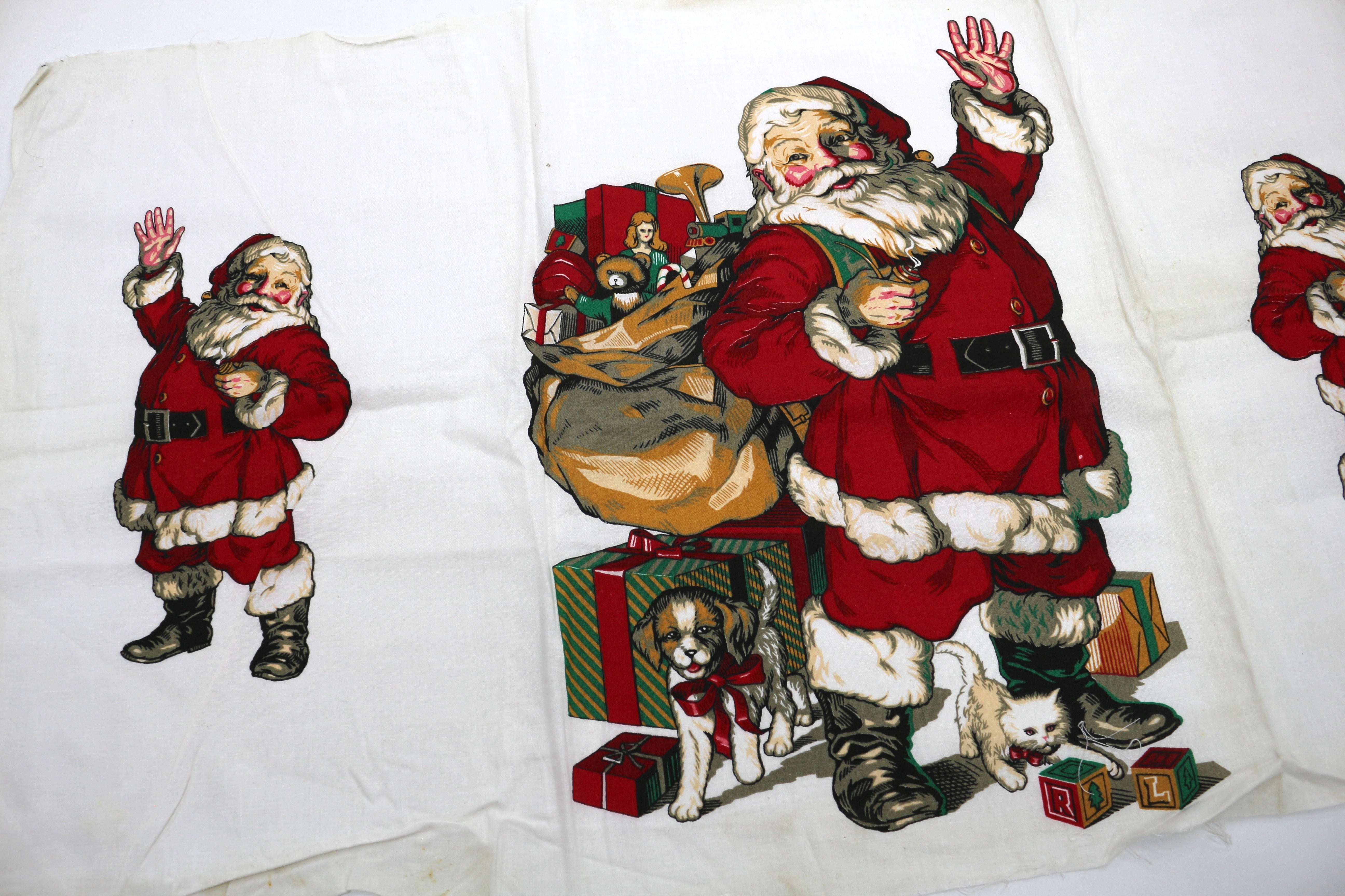 “Santa’s Toy Bag” Christmas Panel Fabric – Set of 4 Panels 🎅🎁 – Makeropolis
