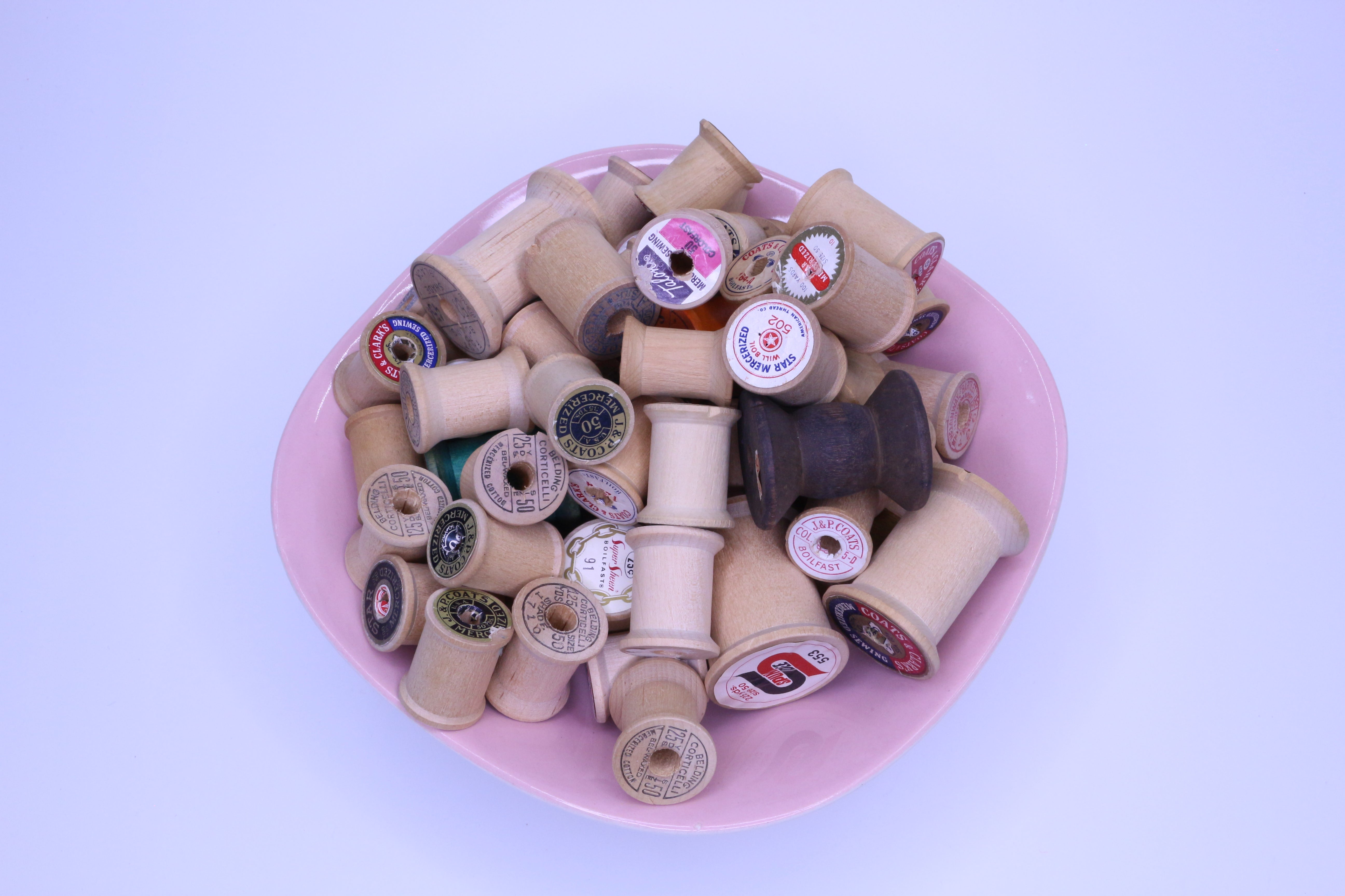 Lot of 12 Vintage Empty Wood Wooden Thread Spools Various Sizes With/W ...